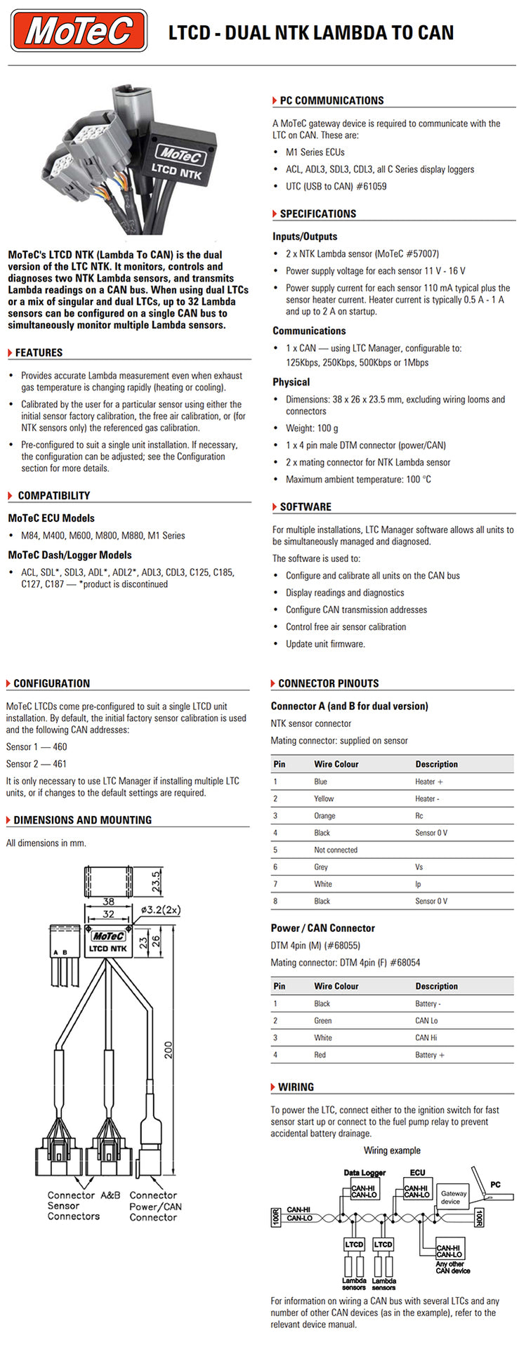 MoTeC Lambda to CAN (LTCD-NTK) — GSpeed