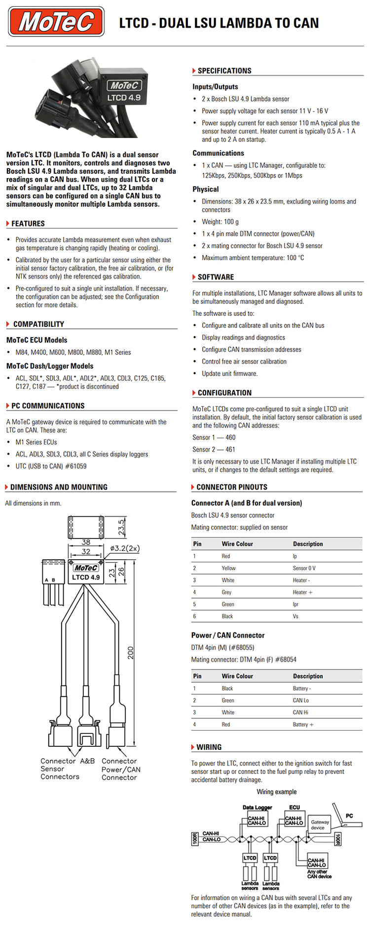 MoTeC Lambda to CAN (LTCD) — GSpeed