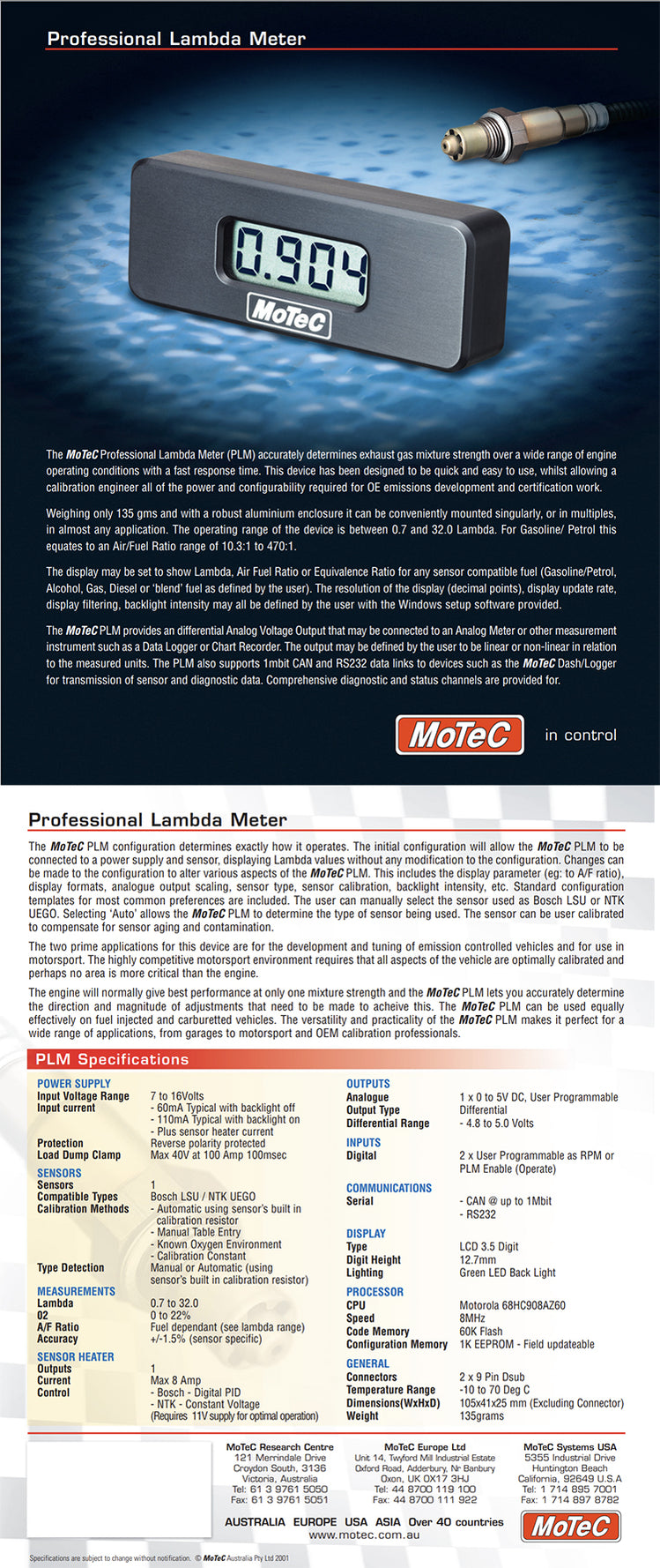 PLM - Pro Lambda Meter Kit, LSU 4.0, 2.6m — GSpeed