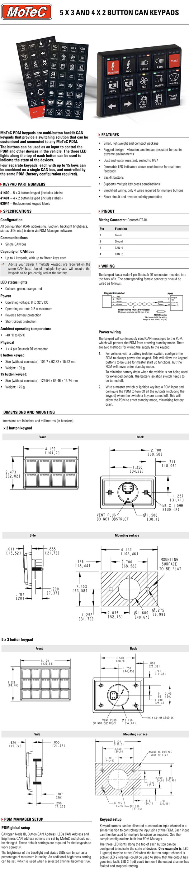 MoTeC 8 Position CAN Keypad — GSpeed